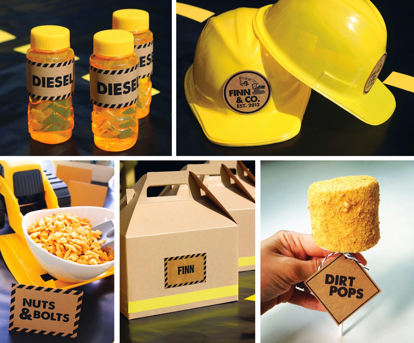 Construction Party Food Labels